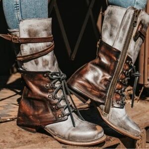 Freebird by Steven | Shoes | Freebird By Steven Ravi Strappy Leather Boots In Ice Size 9 | Poshmark